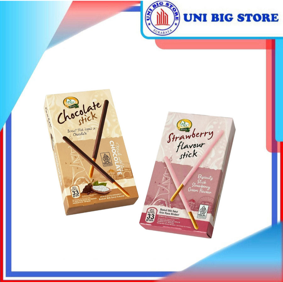 Jual Denex Chocolate | Strawberry Bicuits Stick 33 gr Biskuit Stik ...