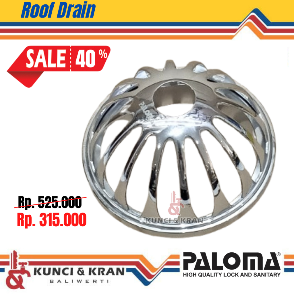 Jual Roof Drain Paloma RDP1204 PLM Roof Drain 4" Chrome affur talang ...