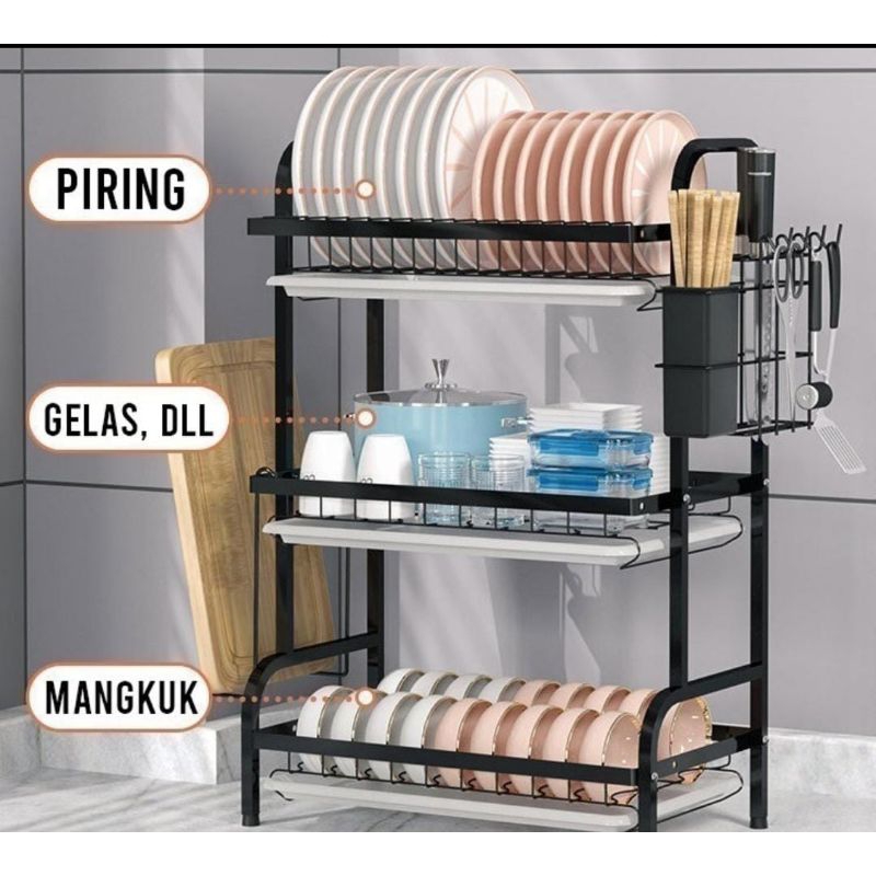 Jual RAK PIRING STAINLESS ANTI KARAT TEMOAT PIRING RAK MANGKOK WASTAFEL ...