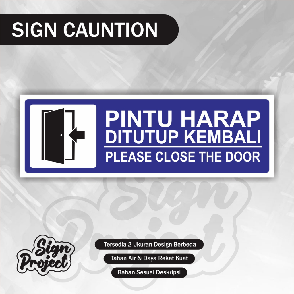 Jual Sign Sticker label pintu harap ditutup kembali / stiker pintu ...