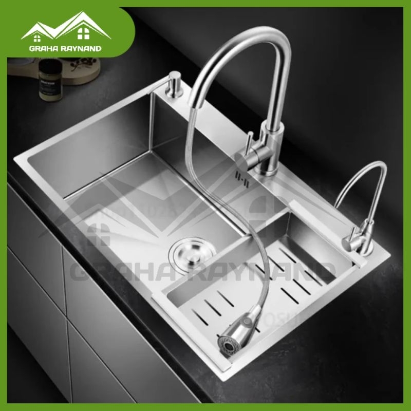 Jual Paket Kitchen Sink 1 Lubang Silver Edition | Ukuran 65 cm × 45 cm ...