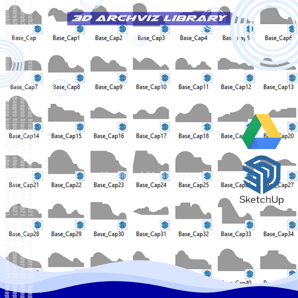 Jual 221 Moulding Assembly Base Cap Sketchup Model Asset Library | Shopee Indonesia