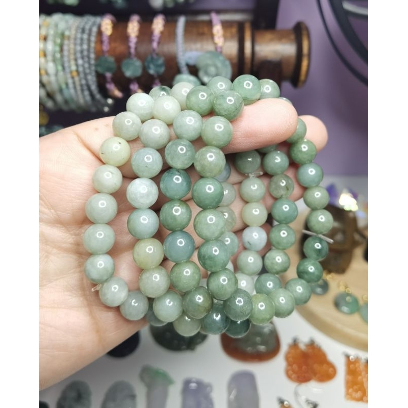 Jual 9mm Dark & Light Green Color Jadeite Jade Burma Grade A Braceler ...