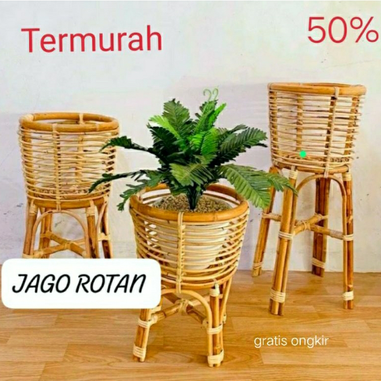Jual READY >>POT BUNGA ROTAN ALAMI / STANDING POT / VAS BUNGA UKURAN 30 ...