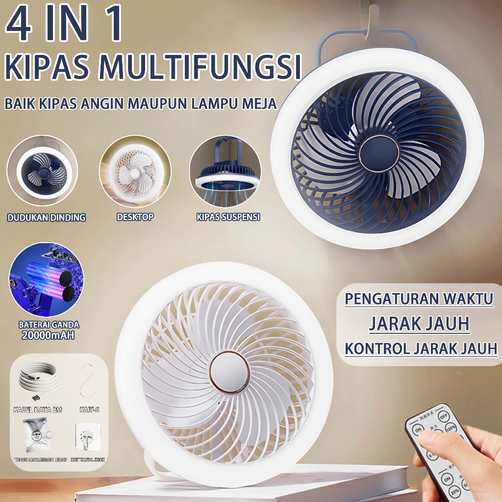 Jual kipas angin 4 in 1 Kipas 8 Inch dengan Remote Control Lampu Kipas ...