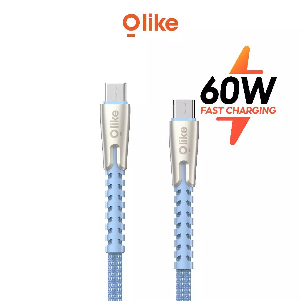 Jual Olike D402CC Kabel Data Type-C to Type-C 60W Fast Charging Braided ...