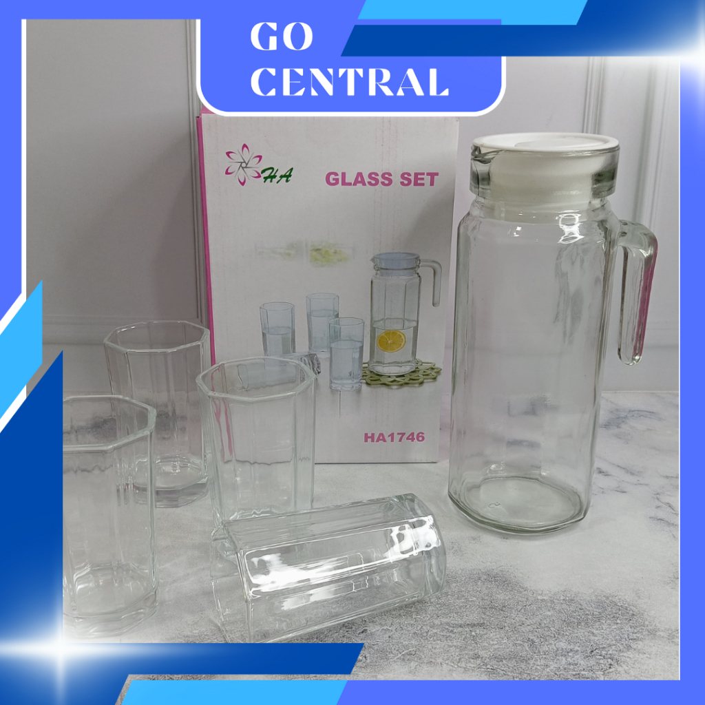 Jual {GC} WATER JUG KACA SET TEKO GELAS SET 5PCS | Shopee Indonesia