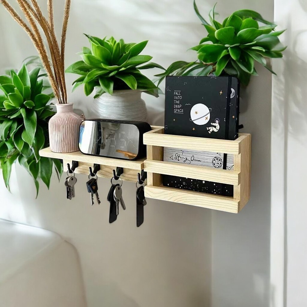 Jual Rak Gantungan Kunci Rak Dinding Kayu Tampat Alat Masak Serbaguna ...