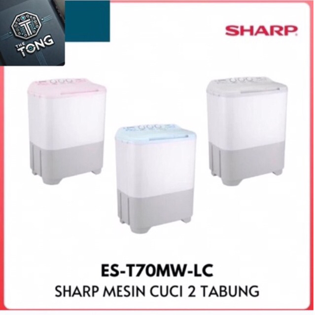 Jual MESIN CUCI SHARP 7 KG 2 TUB ( ES-T70MW LC/PK/BL) | Shopee Indonesia