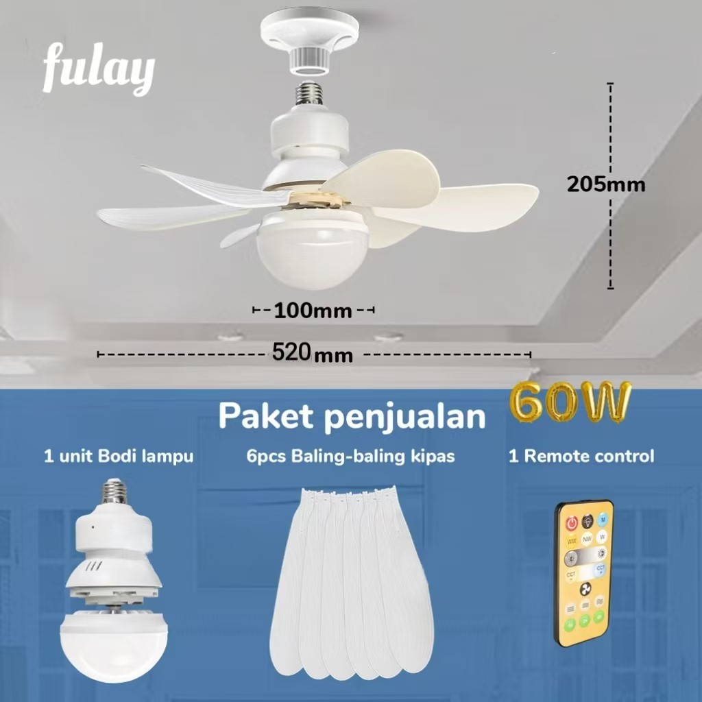 Jual Kipas Angin Plafon Lampu Dengan remote control Lampu kipas Garansi ...