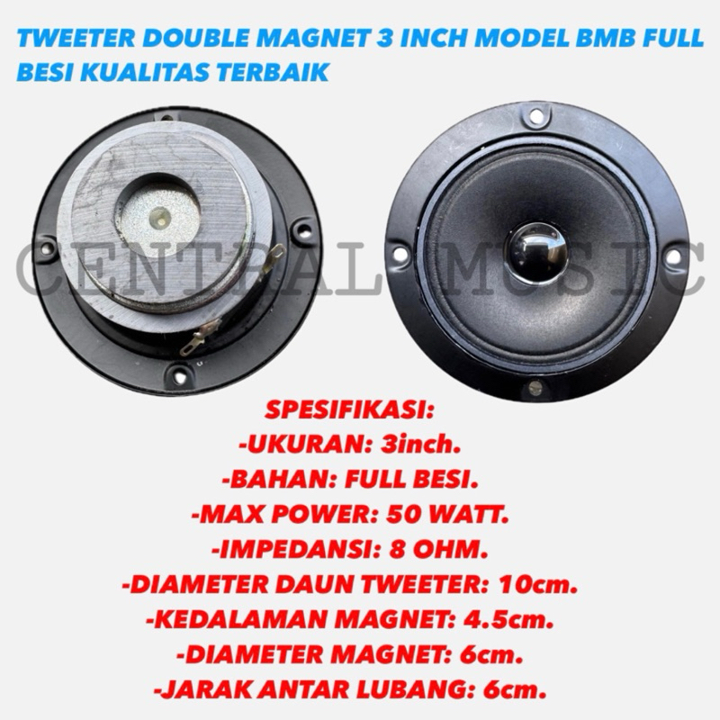 Jual TWEETER DOUBLE MAGNET 3 INCH MODEL BMB FULL BESI KUALITAS TERBAIK ...