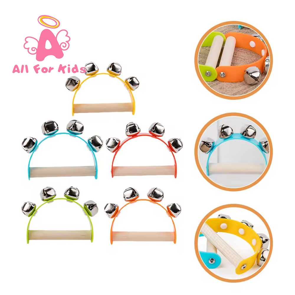 Jual Wooden Hand Rattle Bells Jingle Kids Musical Toy Mainan Kayu Musik ...
