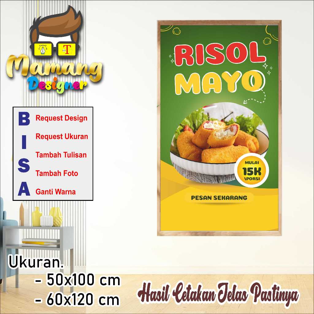 Jual Cetak Spanduk Banner Jajanan Viral Risol Mayo Bahan Bagus | Shopee ...