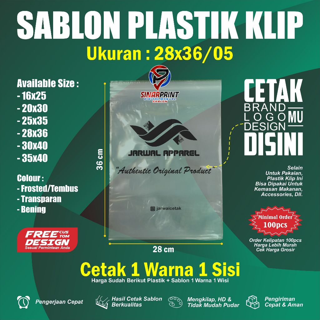 Jual Sablon Plastik Ziplock Klip 28x36 Plastik Olshop Distro Kemasan Packing Butik Pakaian Gamis ...