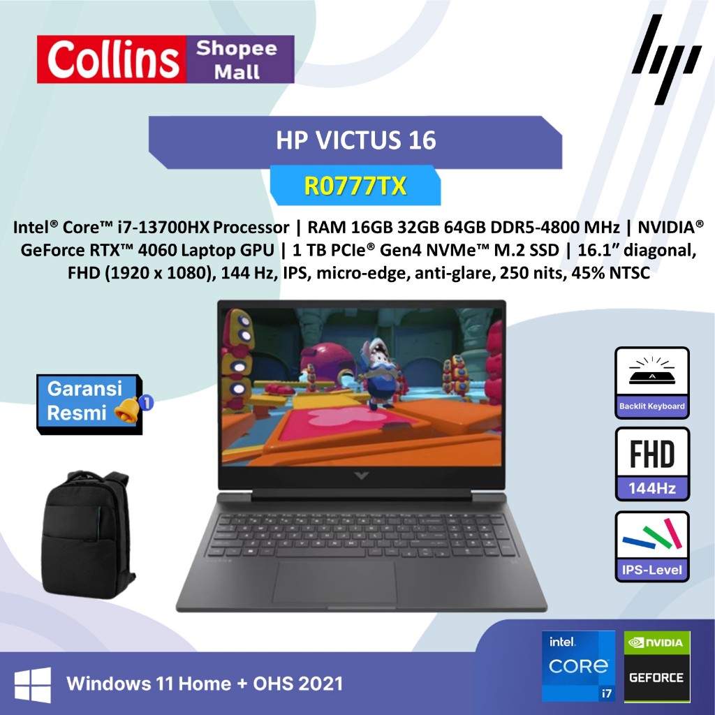 Jual LAPTOP HP VICTUS 16 INTEL I7 13700HX RTX4060 RAM 16GB 1TB 16.1FHD ...