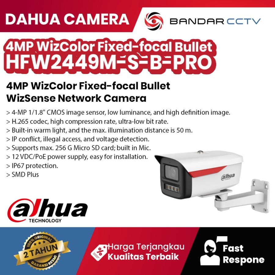 Jual DAHUA IPC-HFW2449M-S-B-PRO IP Camera Outdoor 4MP WizColor | Shopee Indonesia