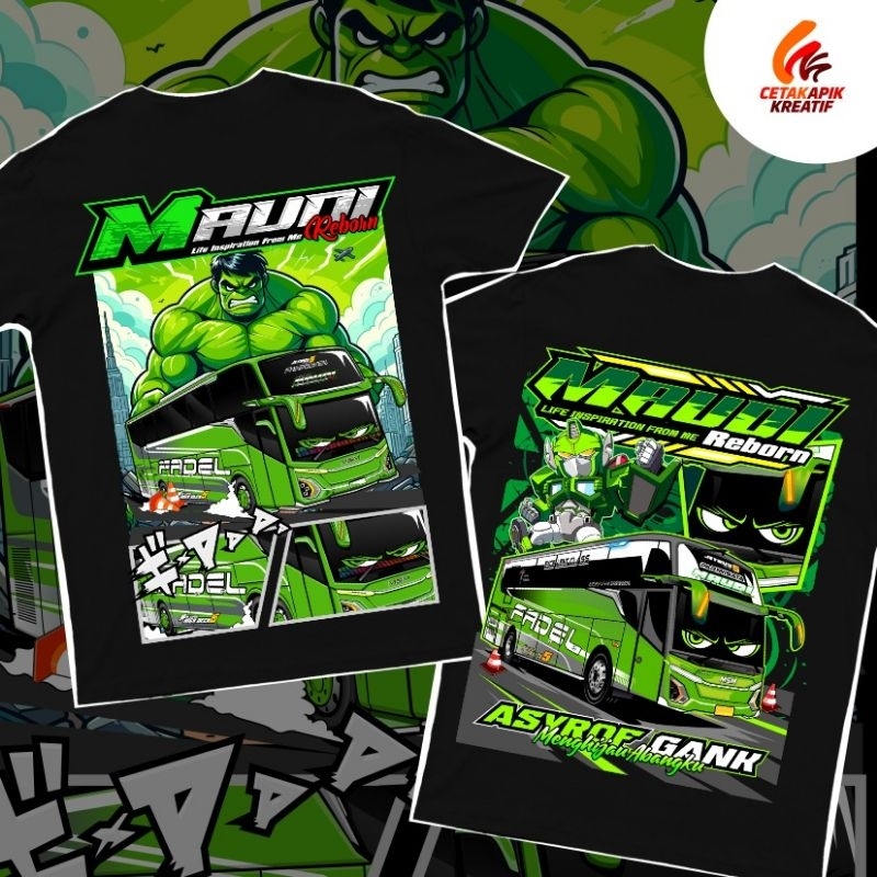 Jual (free sticker + ganci)KAOS BUS MSM ASYROF MAUDI STROBO MATA KAOS ...