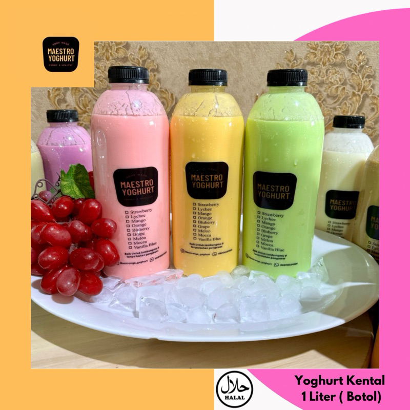 Jual YOGHURT KENTAL PREMIUM 14 RASA | KEMASAN BOTOL 1 LITER | SUSU SAPI ...