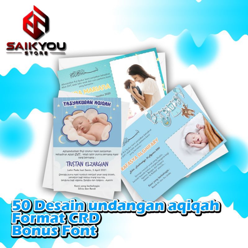 Jual 50 desain undangan aqiqah (format crd) | Shopee Indonesia