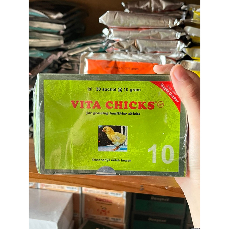 Jual VITA CHICKS 10 gram 1 box ( isi 30 sachet ) || Vitamin pertumbuhan Anak ayam DOC DOD Unggas ...