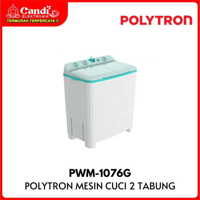 Jual POLYTRON MESIN CUCI PWM-1076G 10 KG TWIN TUB 2 TABUNG PWM1076G PWM ...
