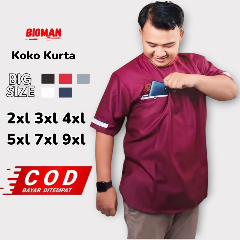 Jual Baju Koko Kurta Terbaru Bahan Toyobo Muslim Jumbo Pria Big Size Oversize 2XL 3XL 4XL 5XL ...