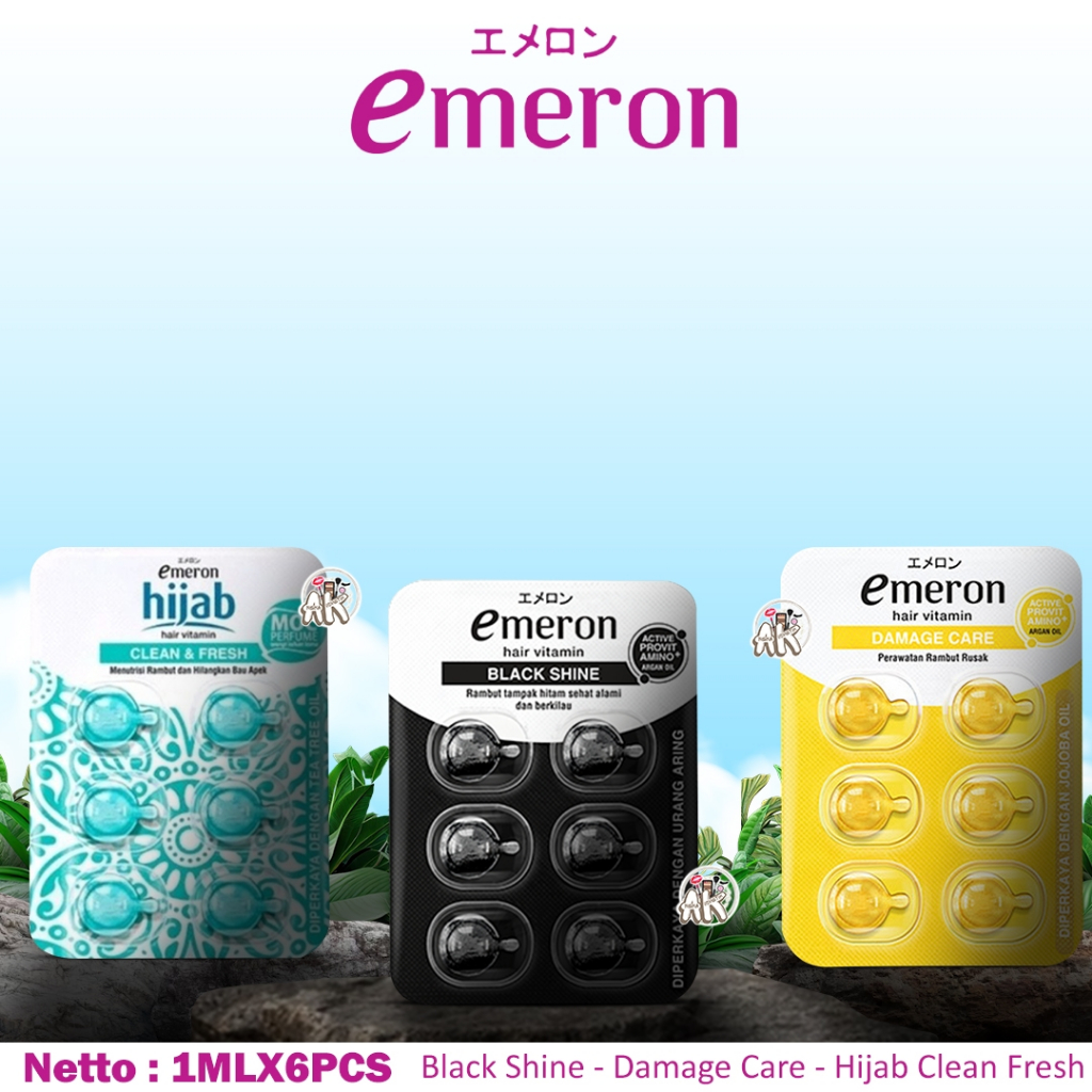 Jual EMERON HAIR VITAMIN 1ML ISI 6PCS SERIES ( BLACK SHINE / DAMAGE ...