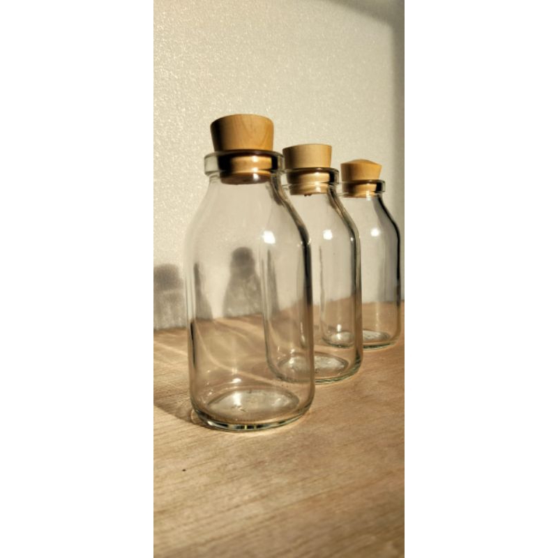 Jual Botol kaca bumbu dapur /botol kaca tutup kayu aesthetic /botol vas ...