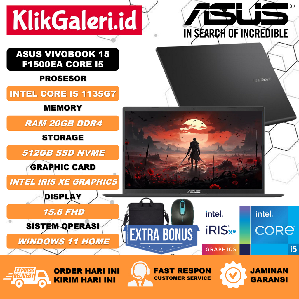 Jual Laptop ASUS VIVOBOOK 15 F1500EA Intel Core i5 1135G7 RAM 20GB ...