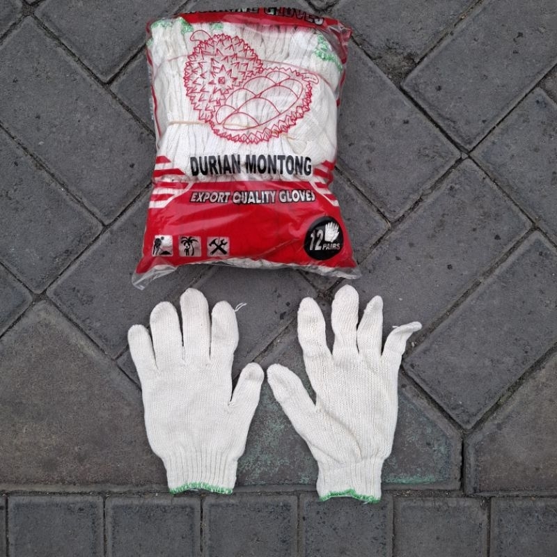 Jual Sarung tangan proyek putih tebal benang 5 durian montong per 1 ...