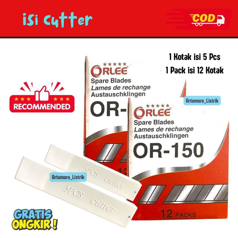 Jual (Paket isi 12pcs) Isi Cutter Orlee OR-150 Isi Cutter Besar ...