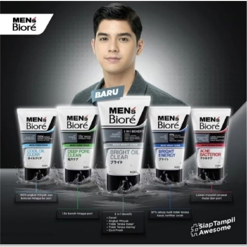 Jual Biore Men's Facial Foam Bright Oil Clear 100g | Shopee Indonesia