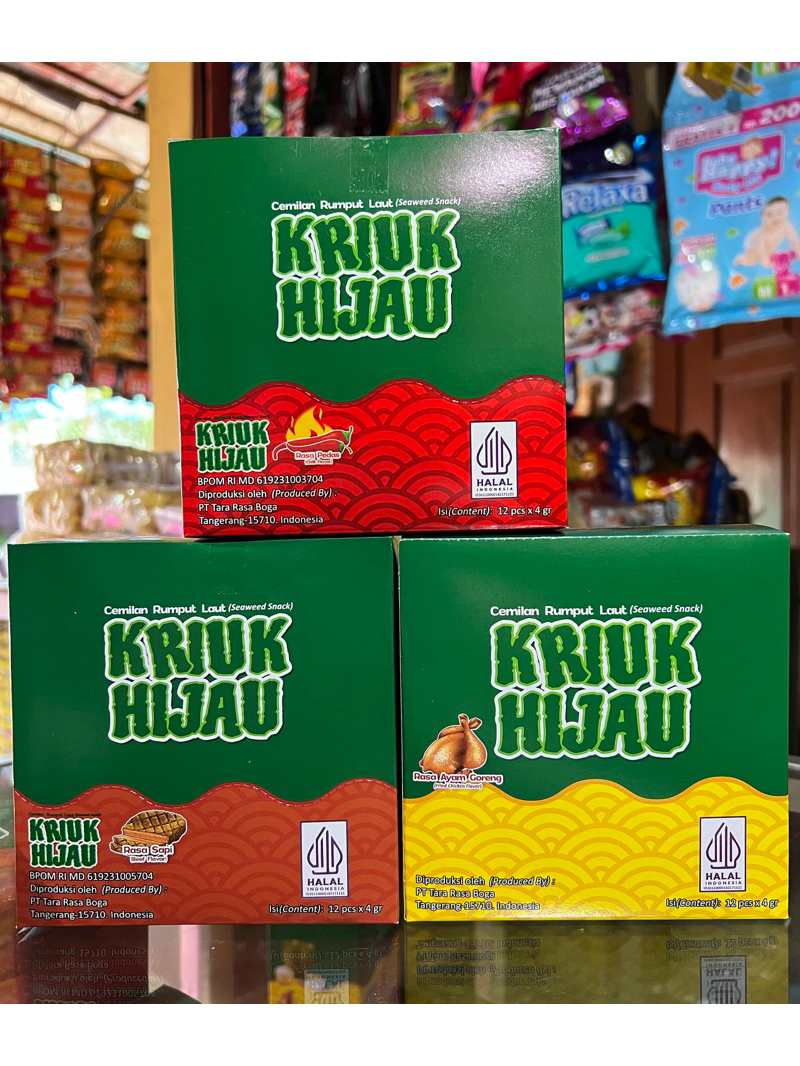 Jual Rumput Laut Kriuk Hijau (1 box isi 12 Pcs) @4 g | Shopee Indonesia