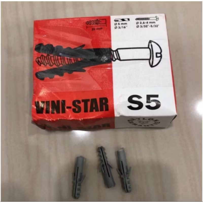 Jual fiser plastik VINI - STAR S5 / viser pengencang sekrup tanam baut tembok beton dinding ...