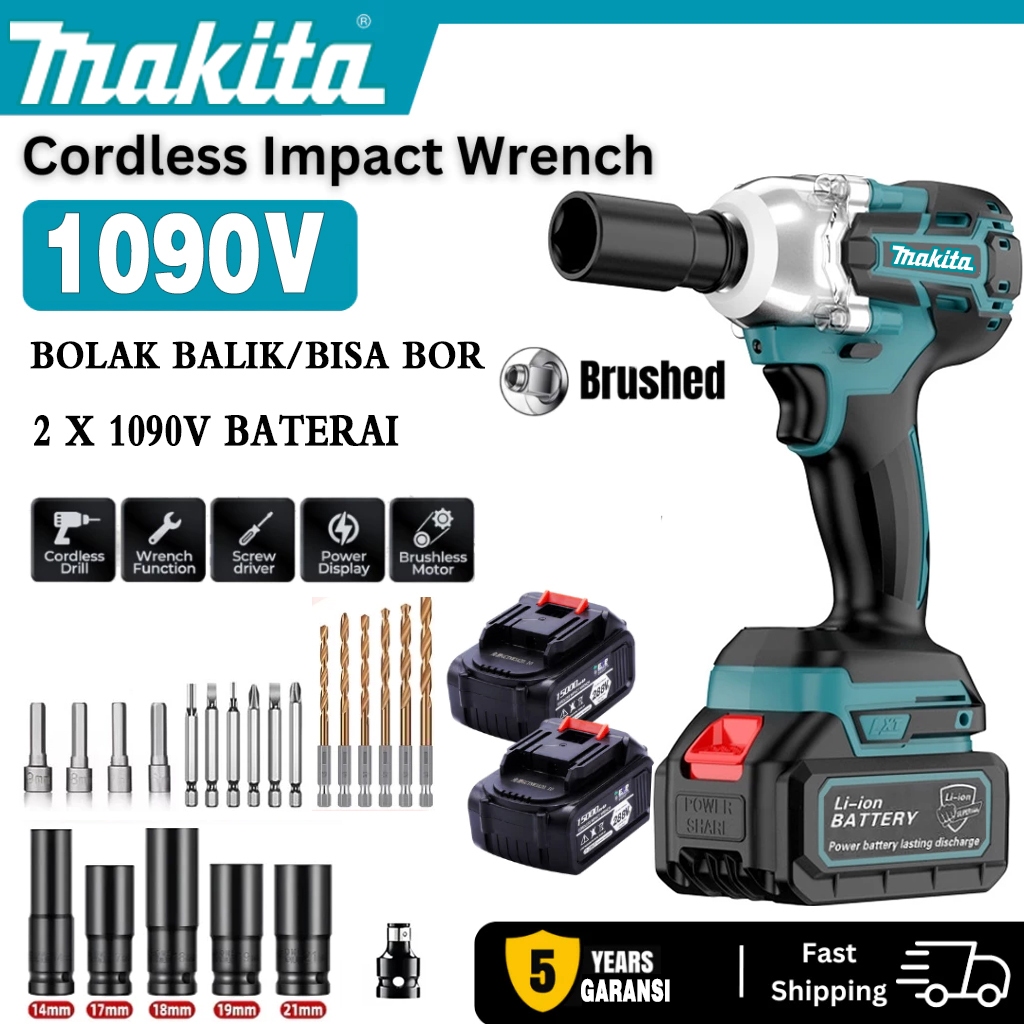 Jual MAKITA Cordless Impact Wrench Brushless 1090V/588V Impact baterai Mesin Bor Untuk Baut ...