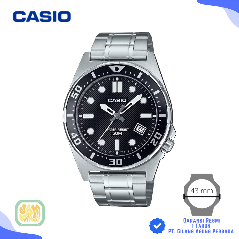 Jual JAM TANGAN PRIA CASIO DIVER MTD-135D-1A ORIGINAL - MTD 135D 1AVDF SILVER HITAM STAINLESS ...