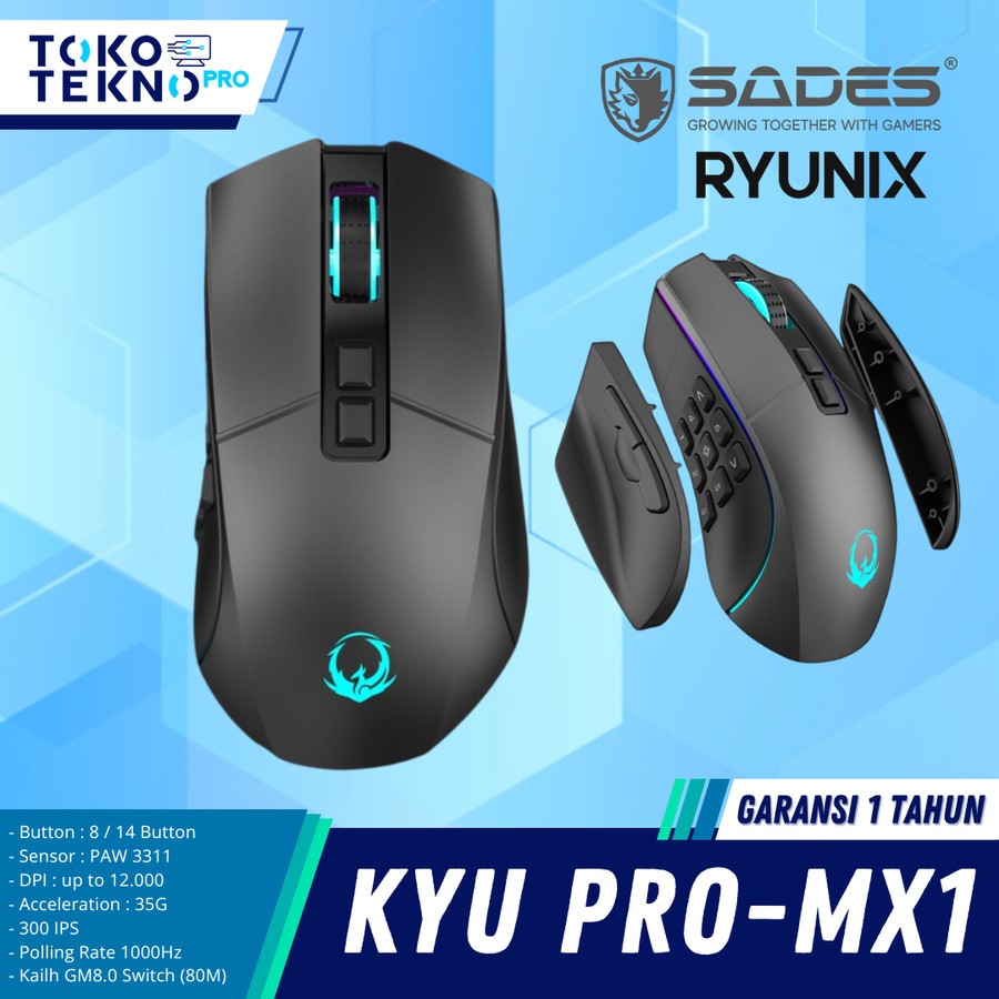 Jual Sades Ryunix Kyu Pro Mx1 Mx 1 Mouse Gaming Wireless Bluetooth