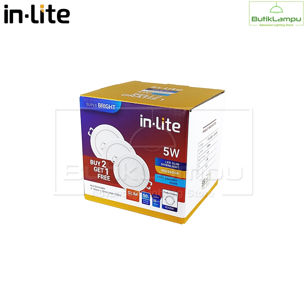 Jual Lampu Downlight LED INLITE Multipack INDS605R 5W Beli 2 Gratis 1 ...