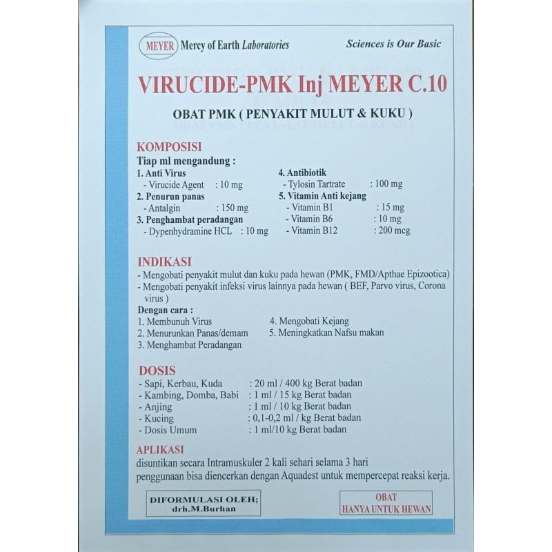 Jual VIRUCIDE INJ - PMK MEYER ORIGINAL (obat PMK virus kuku & mulut ...