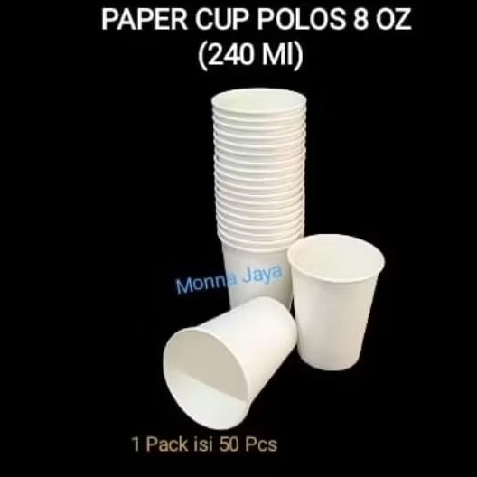 Jual Paper cup 8 Oz dan 6,5 Oz Polos- Gelas Kertas Putih 8 Oz, 6,5 Oz- Tanpa Tutup Isi 50 pcs ...