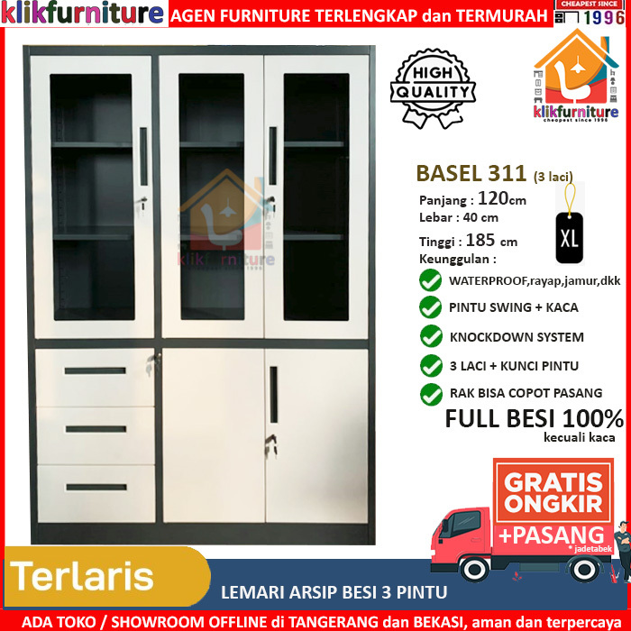 Jual Filing Cabinet Besi 3 Pintu FC 333 / BASEL 311 dengan 3 Laci | Shopee Indonesia