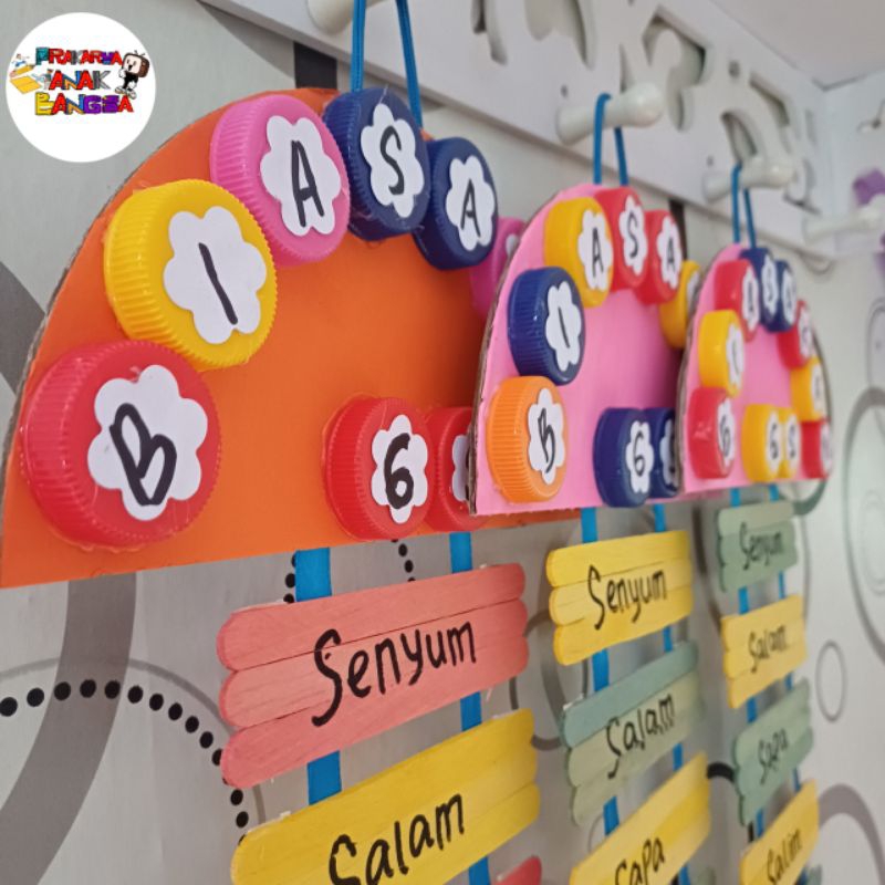 Jual prakarya hiasan dinding kelas paud,tk dan sd dari stik eskrim dan tutup botol | Shopee ...