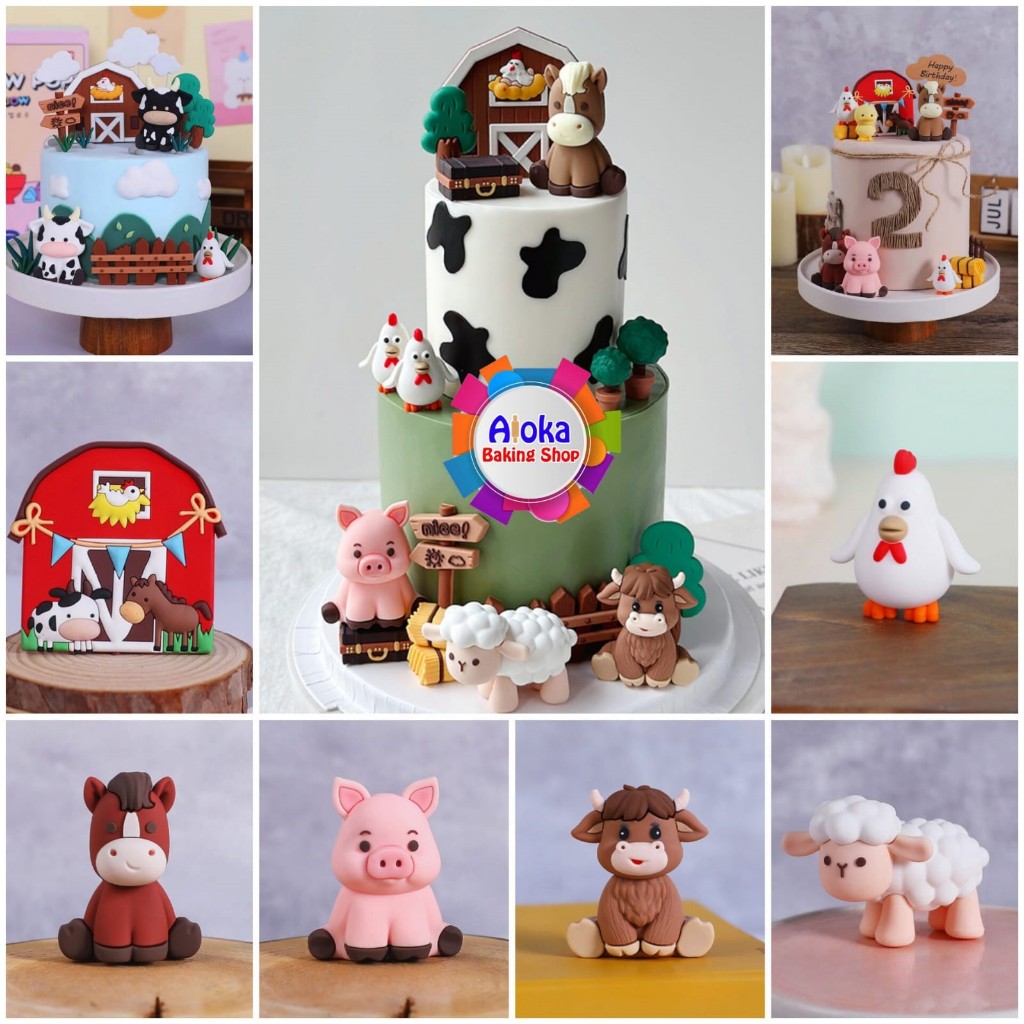 Jual Topper Kue Tema Hewan Ternak / Cake Topper Farm Animal Theme Sheep ...
