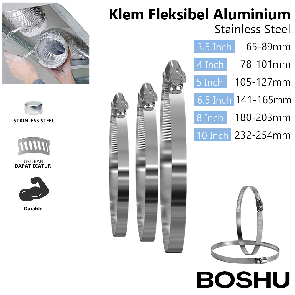 Jual Klem Clamp Stainless Steel Flexible Selang Alumunium Ducting ...