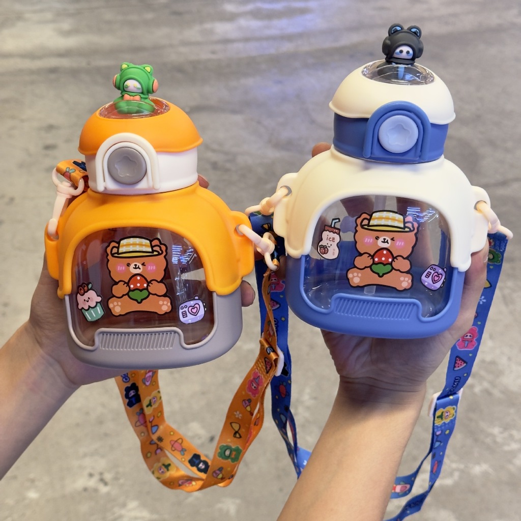 Jual BOTOL MINUM ANAK LUCU ANTI TUMPAH SEDOT 500ML FREE STICKER 2D TALI ...