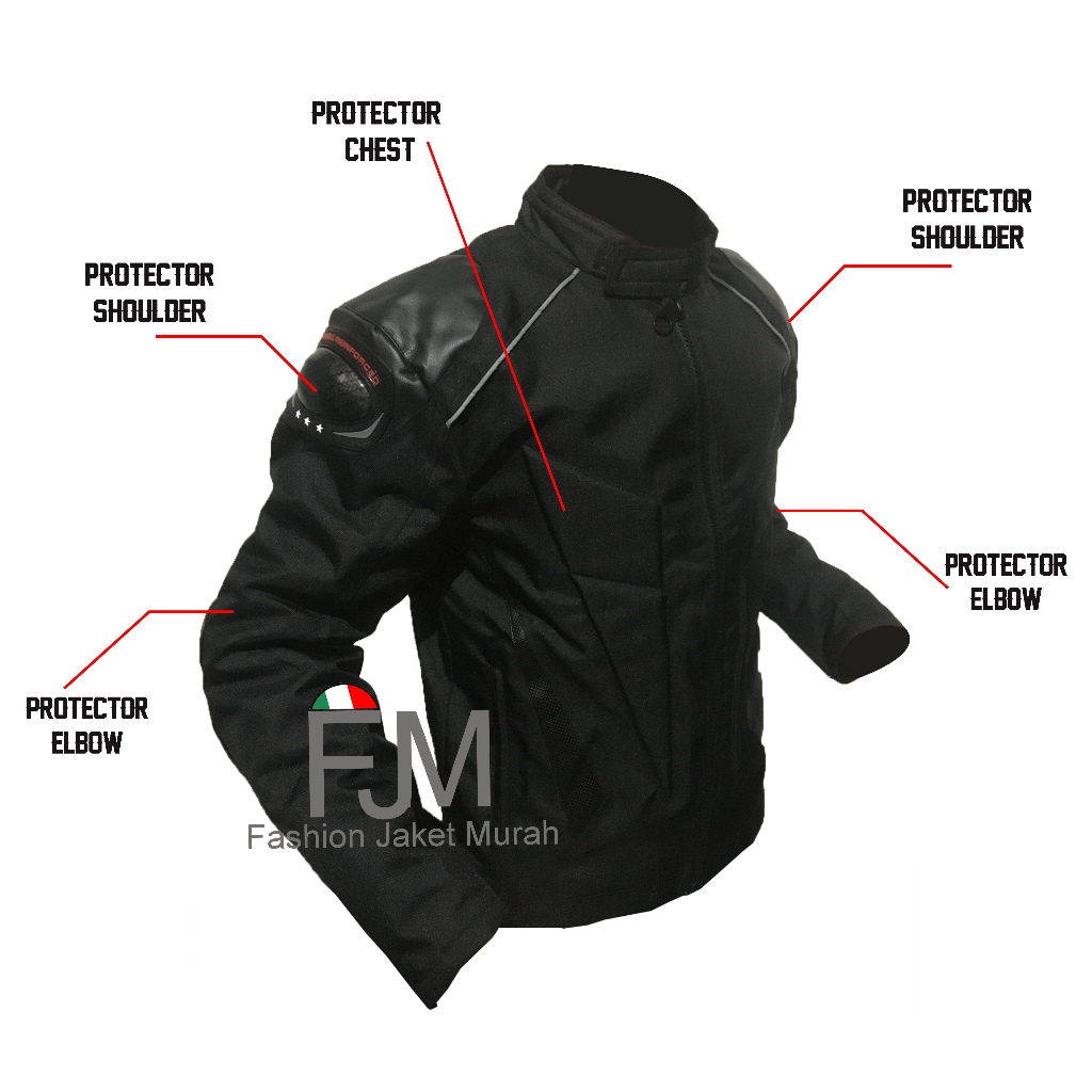 Jual Jaket Motor Touring Hitam Polos Full Pelindung | Shopee Indonesia