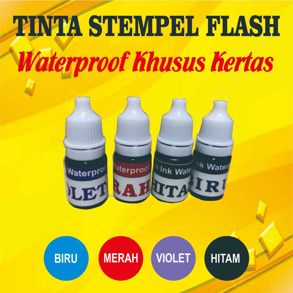 Jual TINTA STEMPEL FLASH KHUSUS KERTAS WATERPROOF/TAHAN AIR ISI 5 ML ...