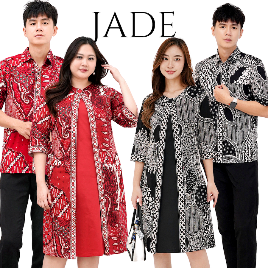 Jual [JADE] LD95/110/120/130 Dress Batik Modern Wanita Lengan 3/4 Katun Stretch Premium Jumbo ...
