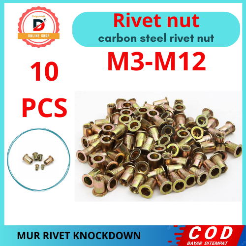 Jual Mur Rivet Knockdown Rivot Nut M3-M12 Mur Rivet Nut Rivnut Kuning ...