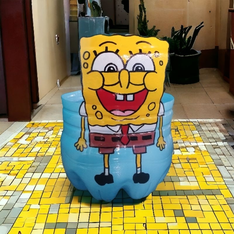 Jual pot bunga karakter spongebob dari galon li mineral | Shopee Indonesia
